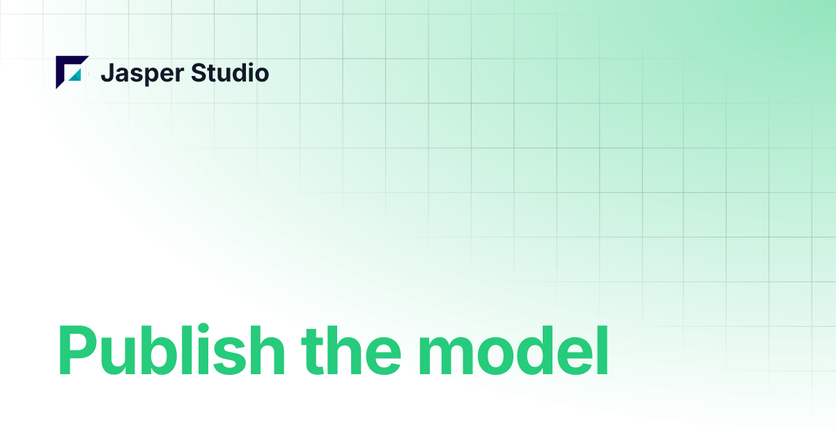 Publish the model | Jasper Studio